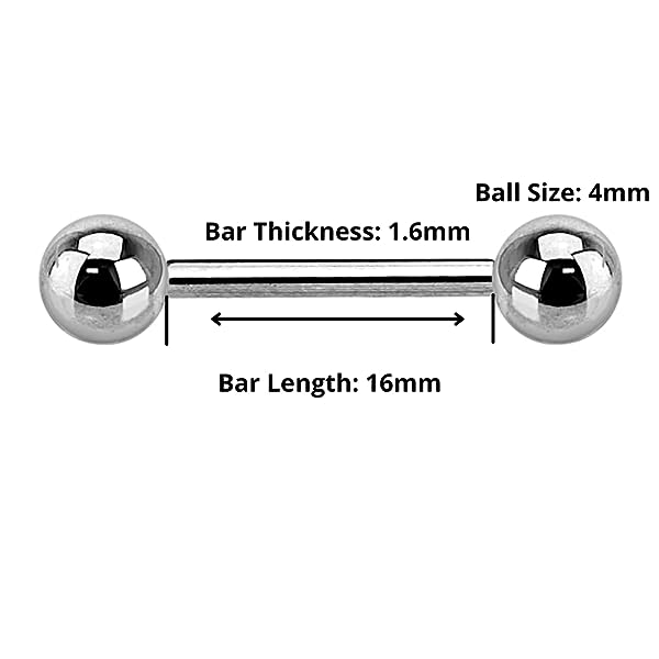 PiercedOff Titanium Straight Barbell with Internally Threaded Balls ...